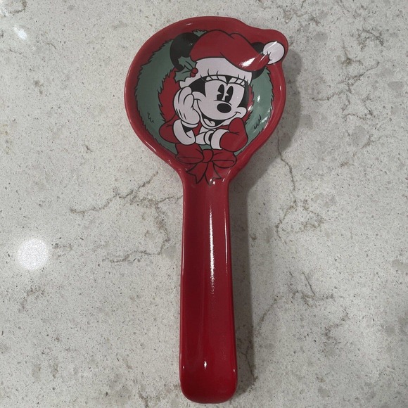 Disney | Kitchen | Disney Minnie Mouse Christmas Spoon Rest Wreath Hat ...